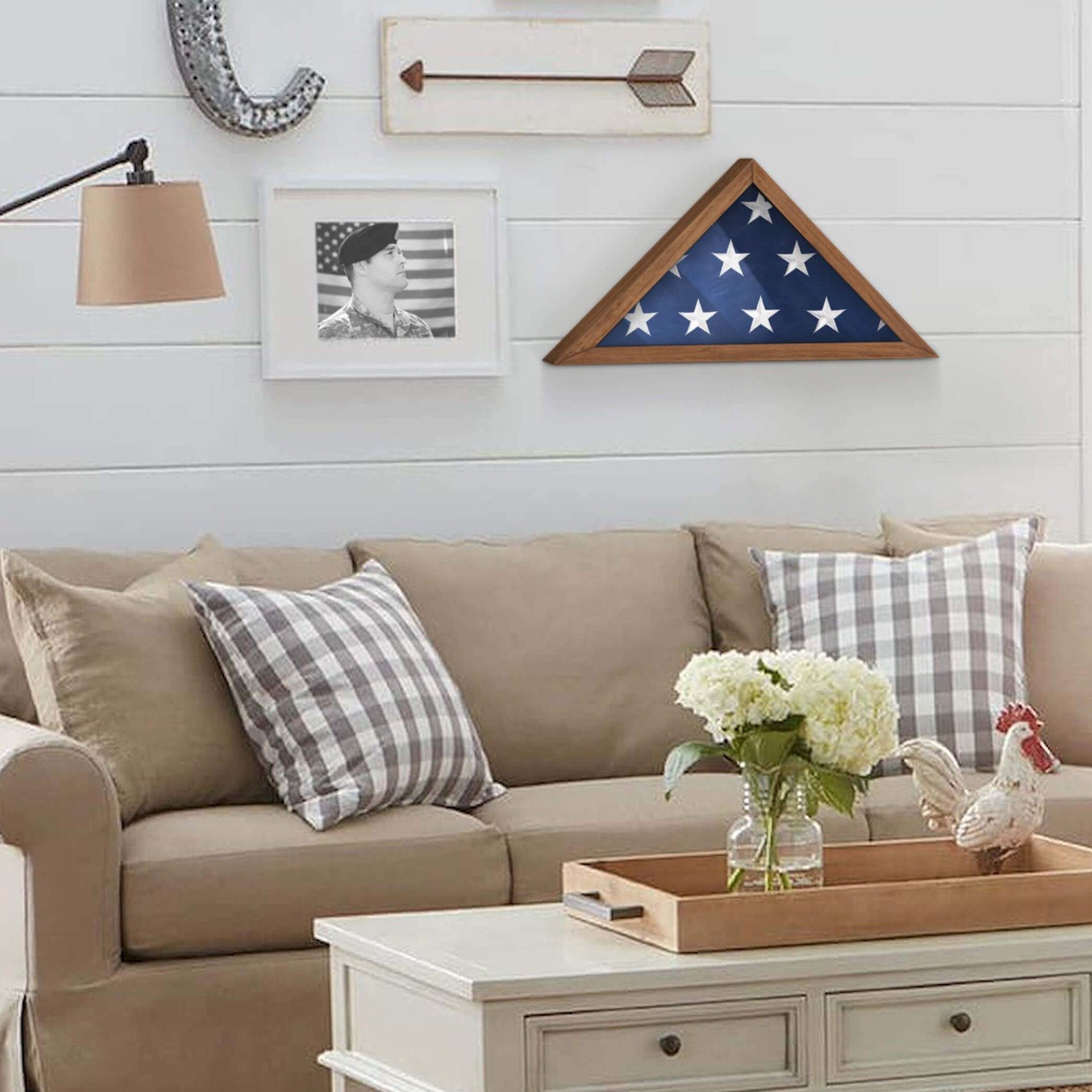 Rustic Military Flag Display Case for 9.5 x 5 American Veteran Burial ...