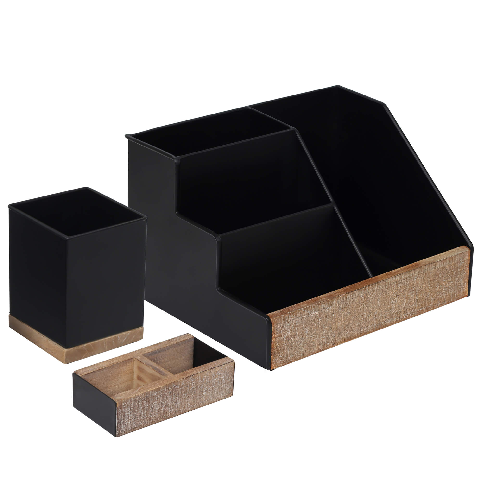 3 Piece Rustic Desk Organizer Set - Black Metal – hbcycreations